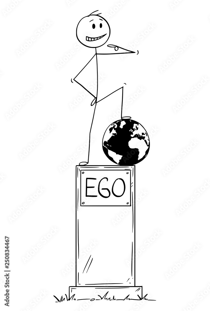 Cartoon stick figure drawing conceptual illustration of statue of ...