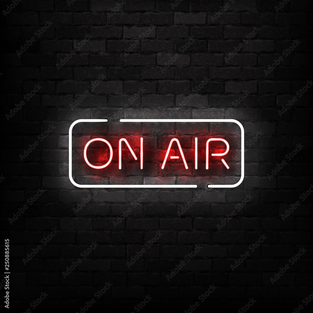 Vector realistic isolated neon sign of On Air logo for template ...