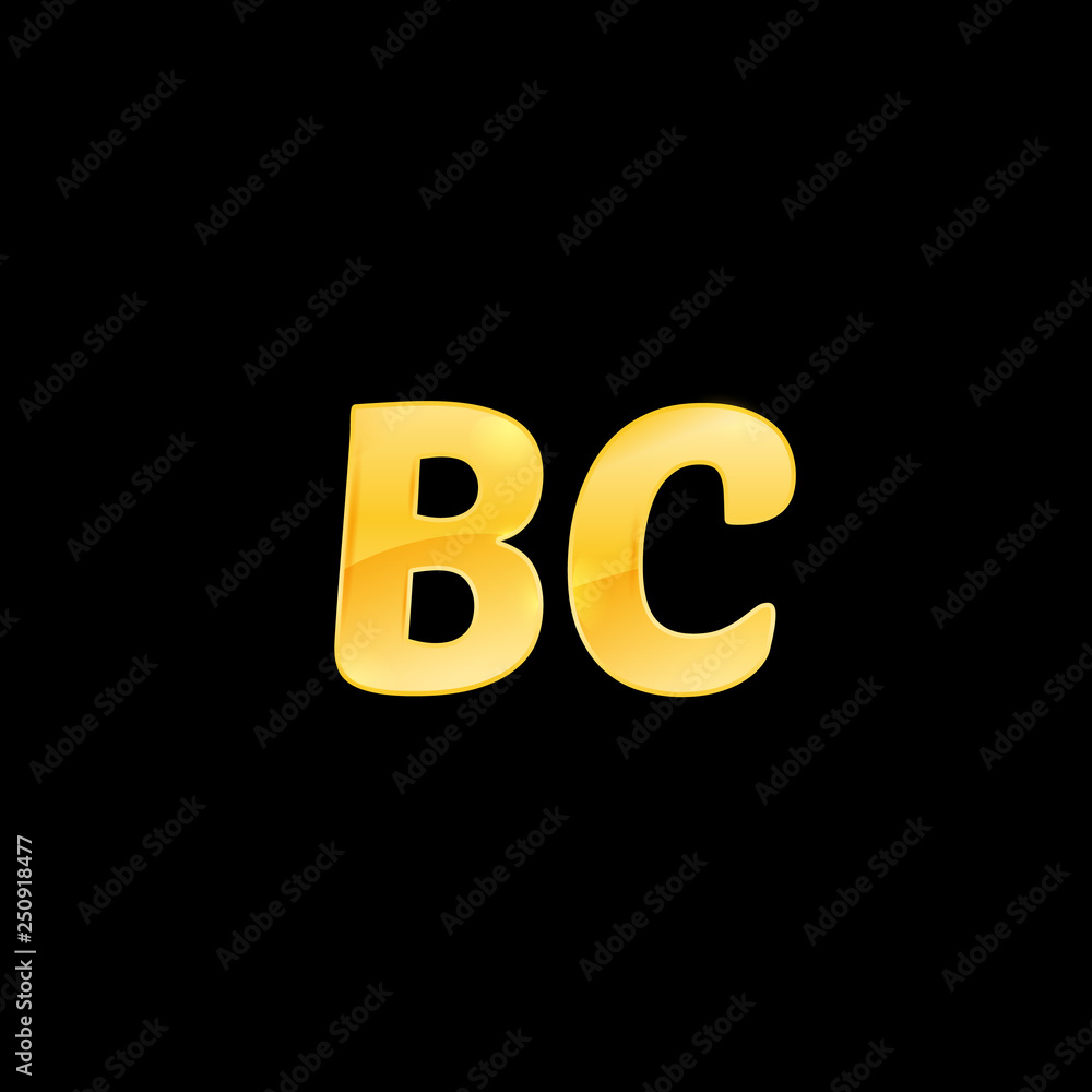 Initial letters BC with logo design inspiration gold metallic texture ...