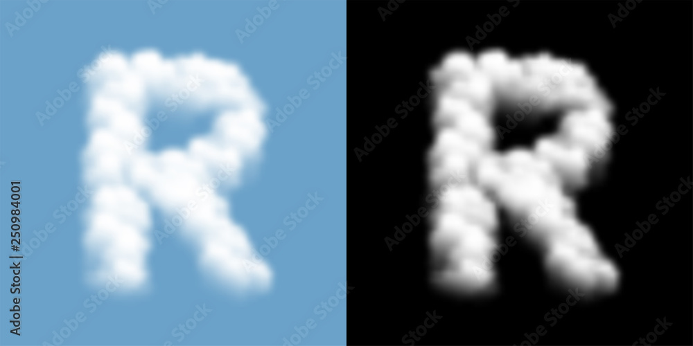 Alphabet uppercase set letter R, Cloud or smoke pattern, illustration ...