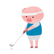 Pig, Cartoon, Playing Golf Free Stock Photo - Public Domain Pictures
