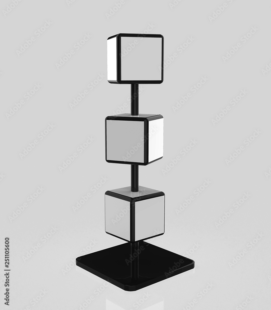 blank cube signboards with pole stand blank mock up signage boards. 3d ...