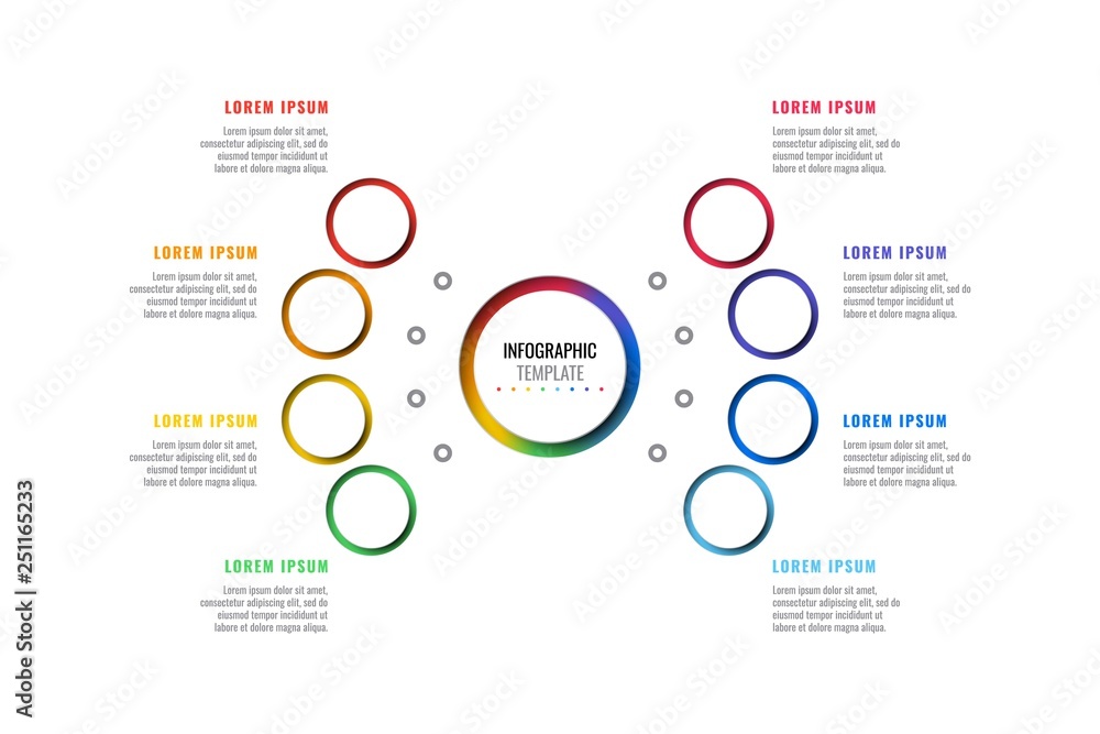 eight steps design layout infographic template with round 3d realistic ...