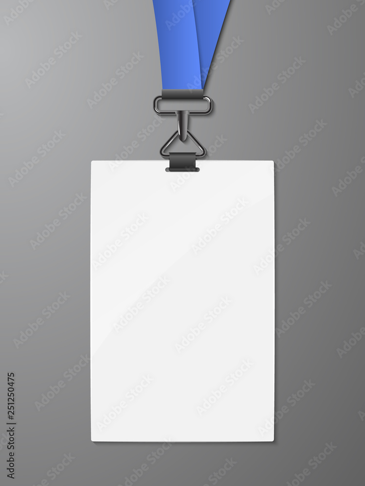 Lanyard badge id card template. Blank identity lanyard plastic and ...