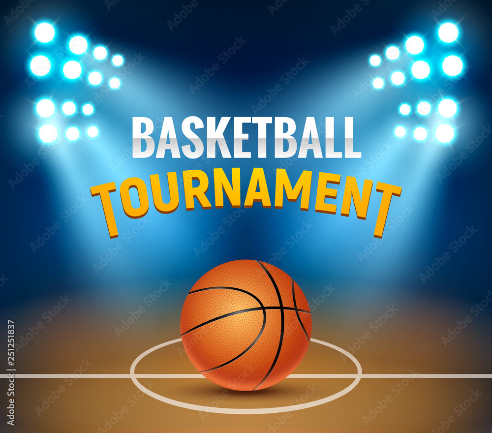 Basketball vector tournament background. Basketball court arena game ...