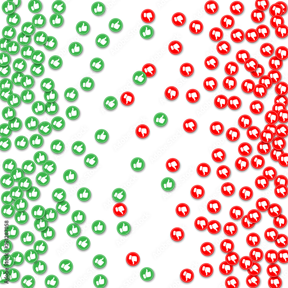 Thumbs up and down vector illustration. Green likes, red dislikes ...