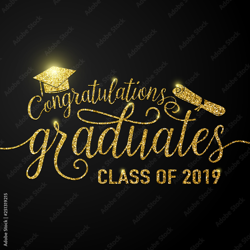 Vector illustration on black graduations background congratulations ...