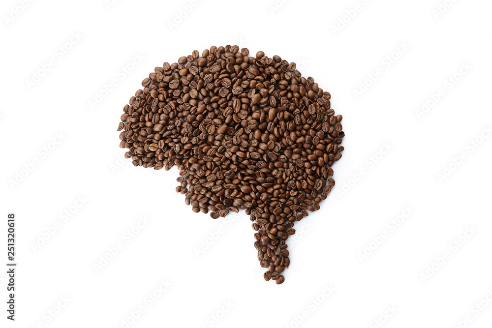 Human brain made with coffee beans. Concept image Using coffee for ...