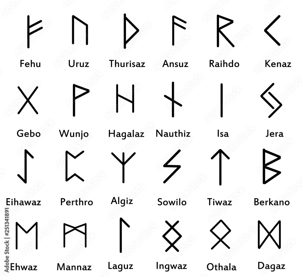Classic runes. Runic alphabet icons. Celtic, Scandinavian ancient ...