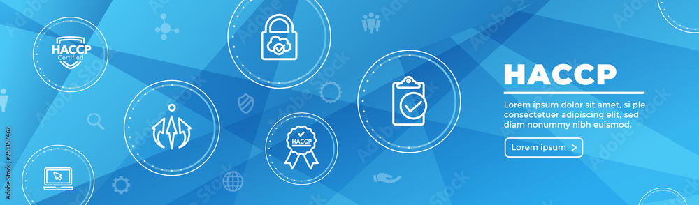 HACCP - Hazard Analysis Critical Control Points icon set and web header ...