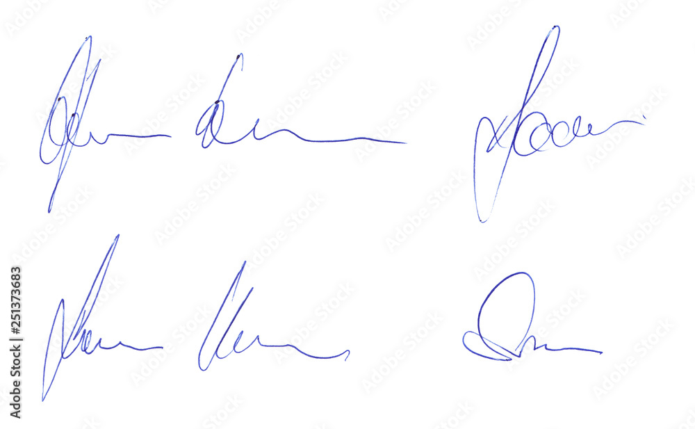 Handwritten signature concept of signed document with ballpoint pen ...