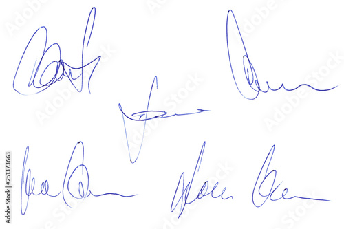 Handwritten signature concept of signed document with ballpoint pen ...