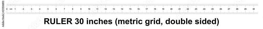 Image vectorielle Stock Ruler 30 inches Metric. The division price is 0 ...