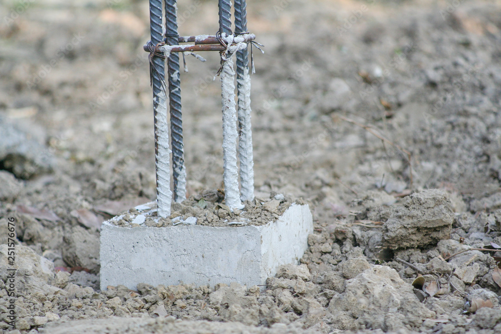 Reinforced concrete and steel structure of pole for make concrete fence ...