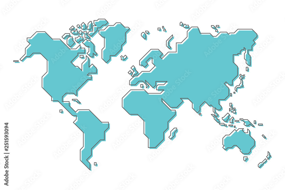 World map with simple modern cartoon line art design Stock Vector ...