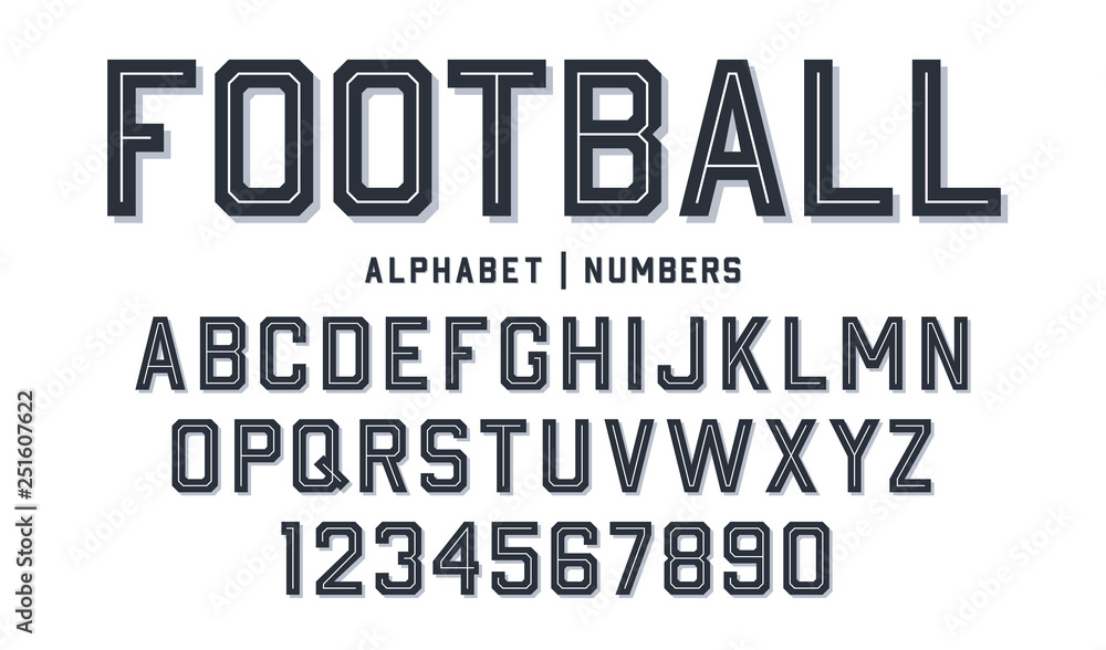 Sport style font. Football style font with lines inside. Athletic style ...