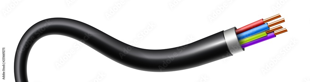 Creative vector illustration of flexible electric copper wires, network ...