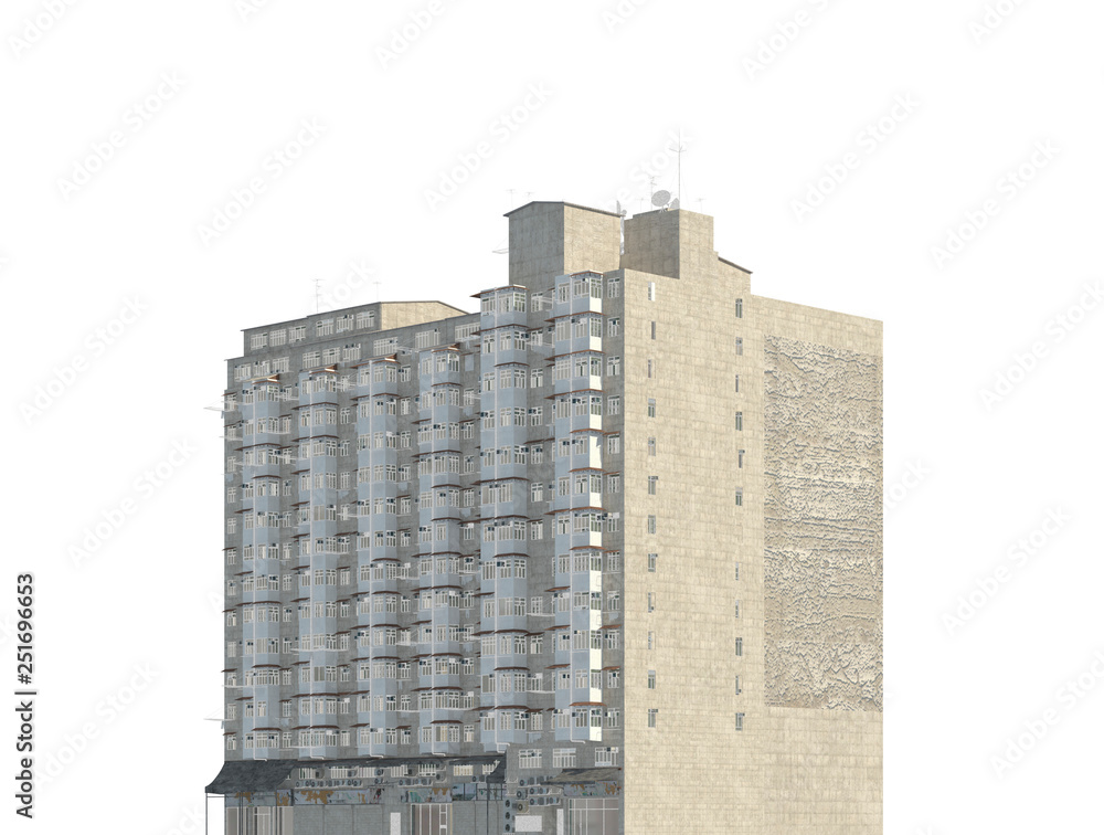 Slums buildings isolated on white background 3d illustration Stock ...