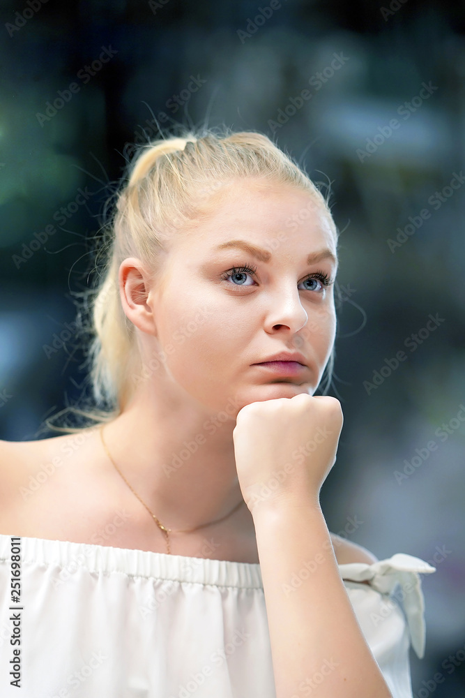 Sad face depressed young woman. Very sad woman. Concept of loneliness ...