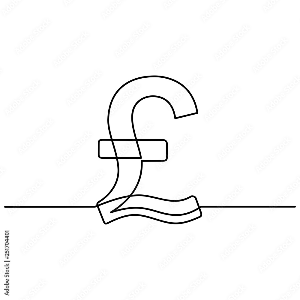 continuous line drawing of currency circulate icon. Pound sterling icon ...