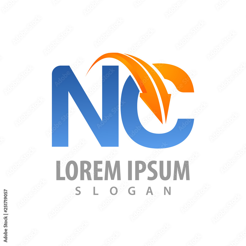 Initial letter NC arrow logo concept design. Symbol graphic template ...
