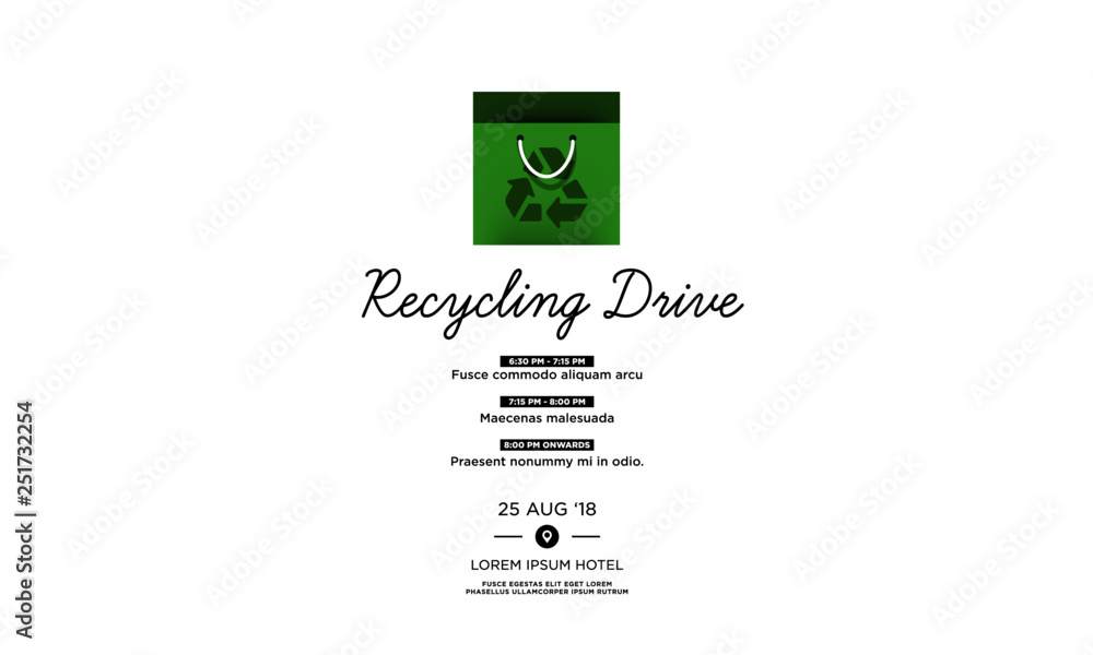 Recycling Drive Invitation Design with Where and When Details Stock ...