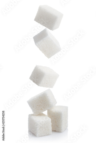 Falling sugar cubes, isolated on white background Stock Photo | Adobe Stock