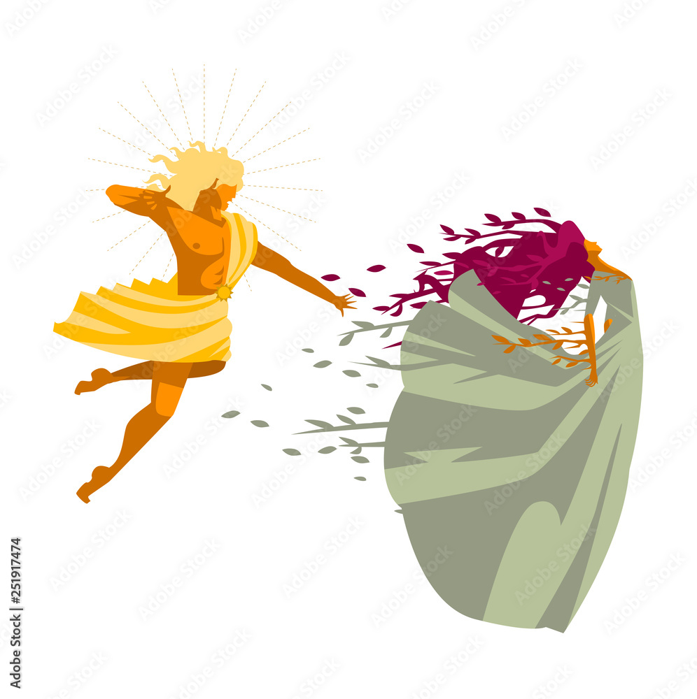 apollo and daphne transformation into laurel tree greek myth の Stock ...