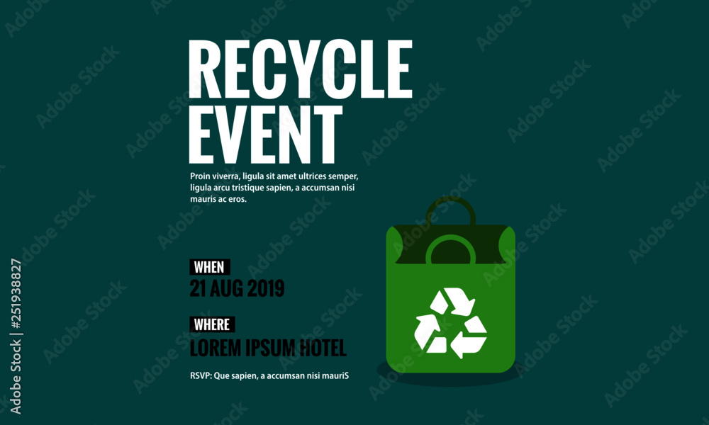 Recycle Event Invitation Design with Where and When Details Stock ...
