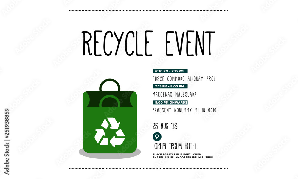Recycle Event Invitation Design with Where and When Details Stock ...