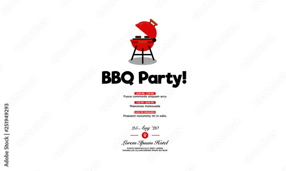 Barbeque Party Invitation Design with Where and When Details Stock ...