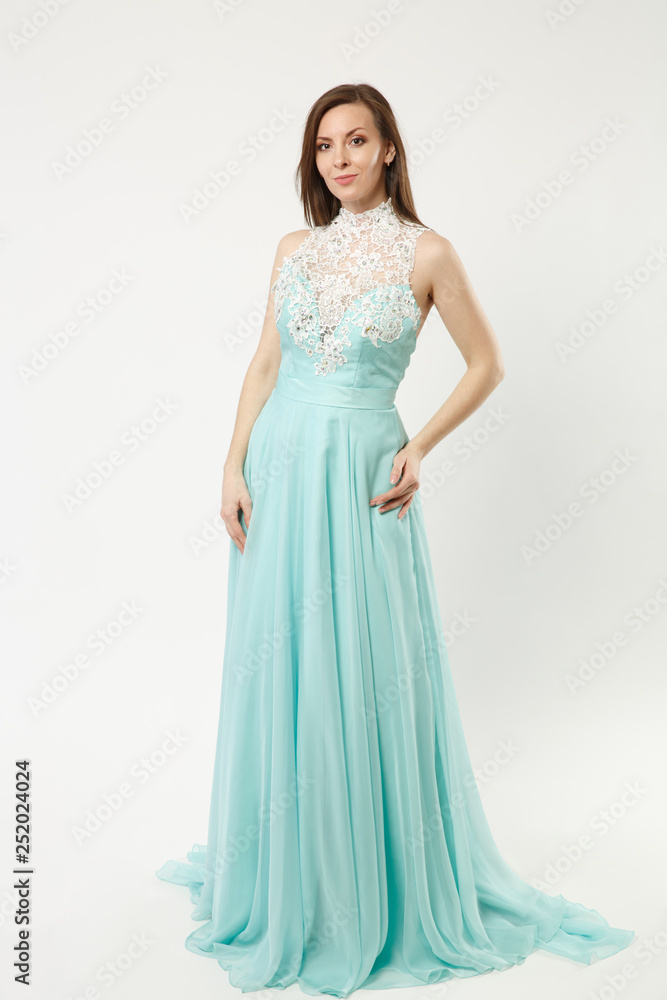 Full length photo of fashion model woman wearing elegant evening dress ...