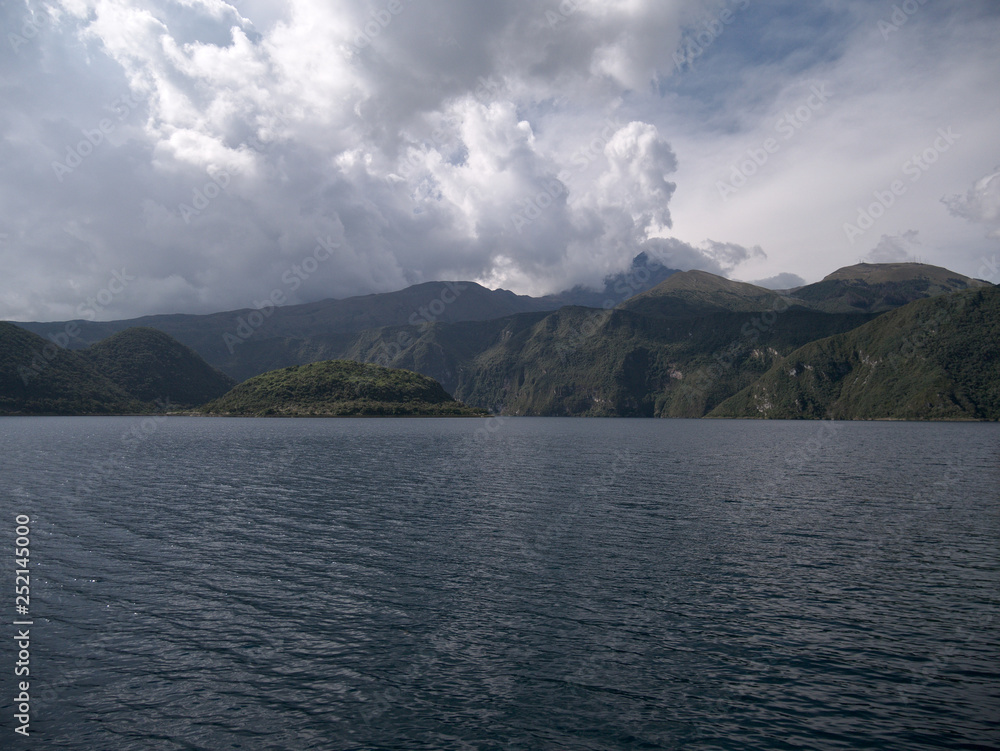 Caldera and crater lake at the foot of Cotacachi Volcano, Cuicocha ...