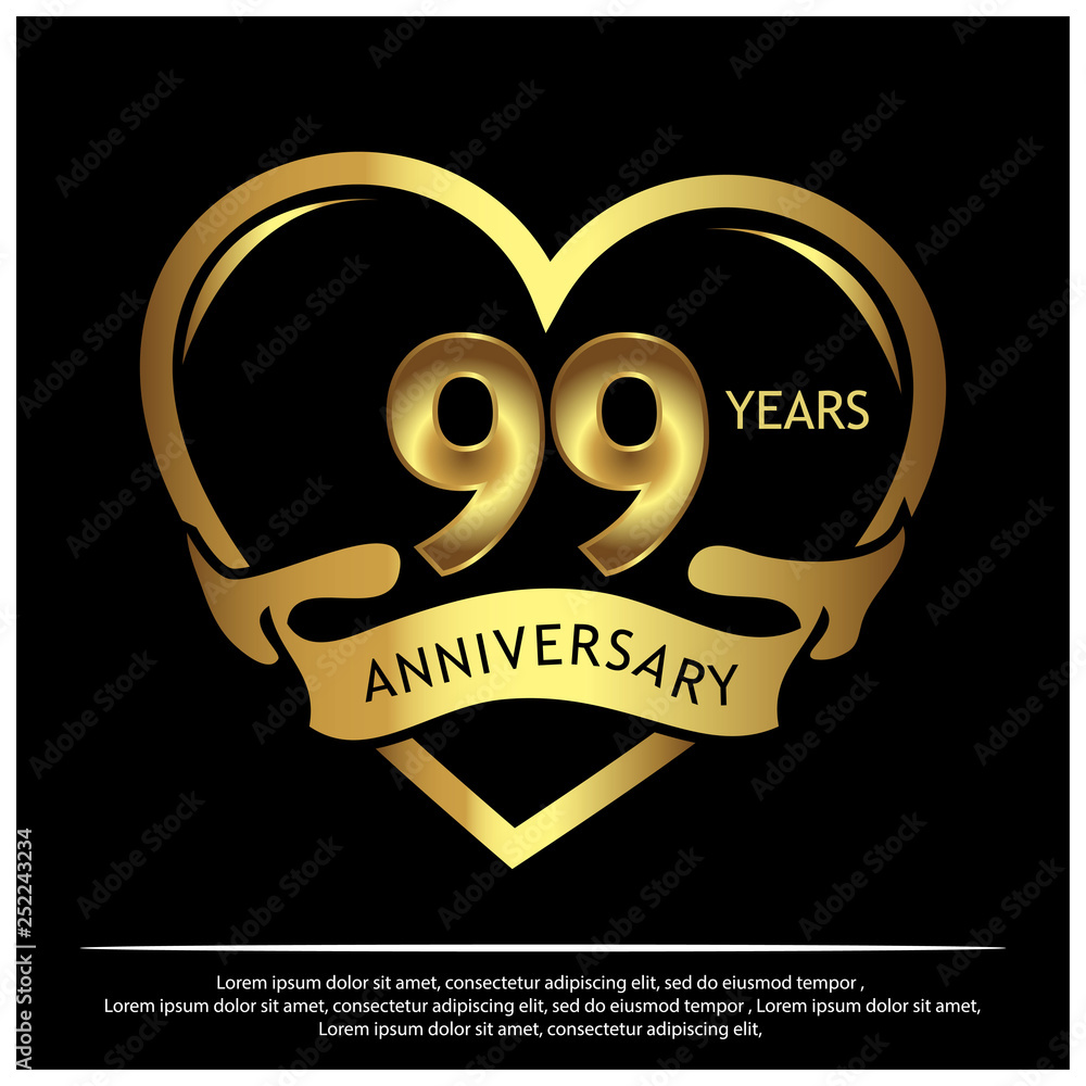 Ninety nine years anniversary golden. anniversary template design for ...