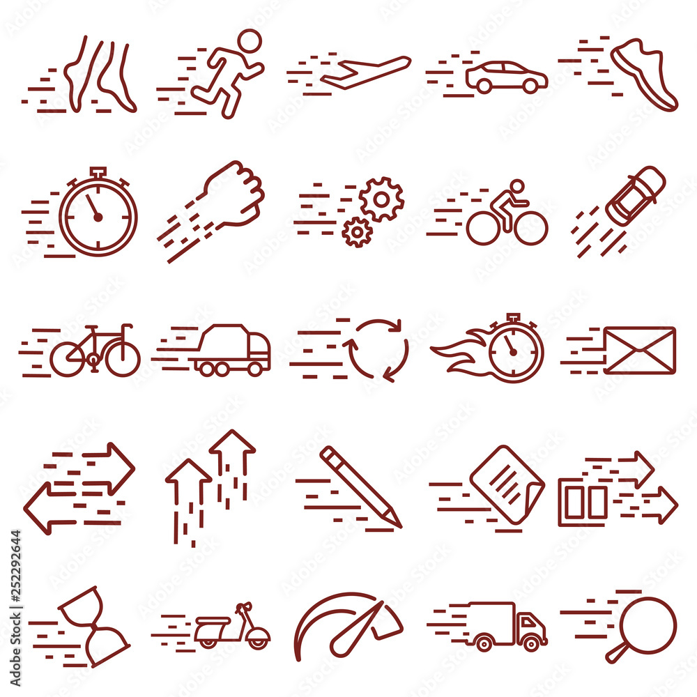 speed minimal thin line web icon set. simple vector illustration ...