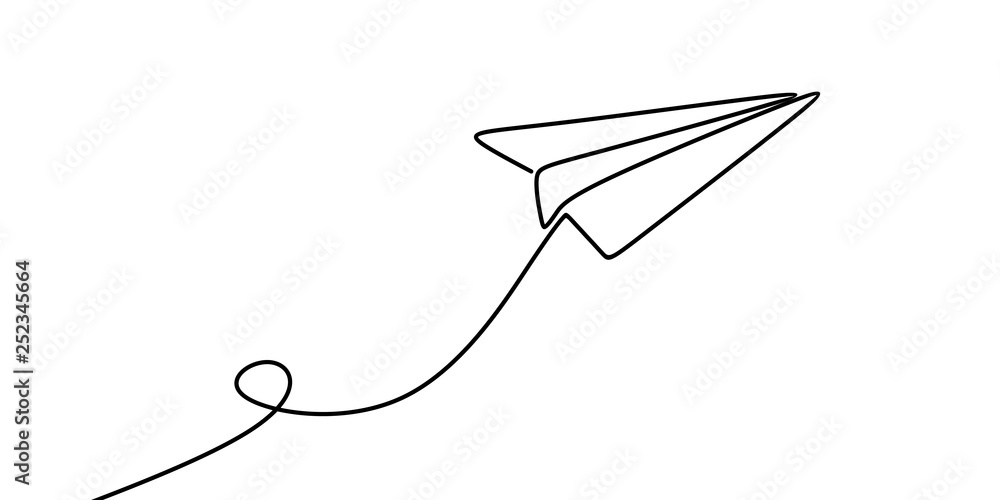 Continuous line drawing of paper plane vector illustration Stock Vector ...