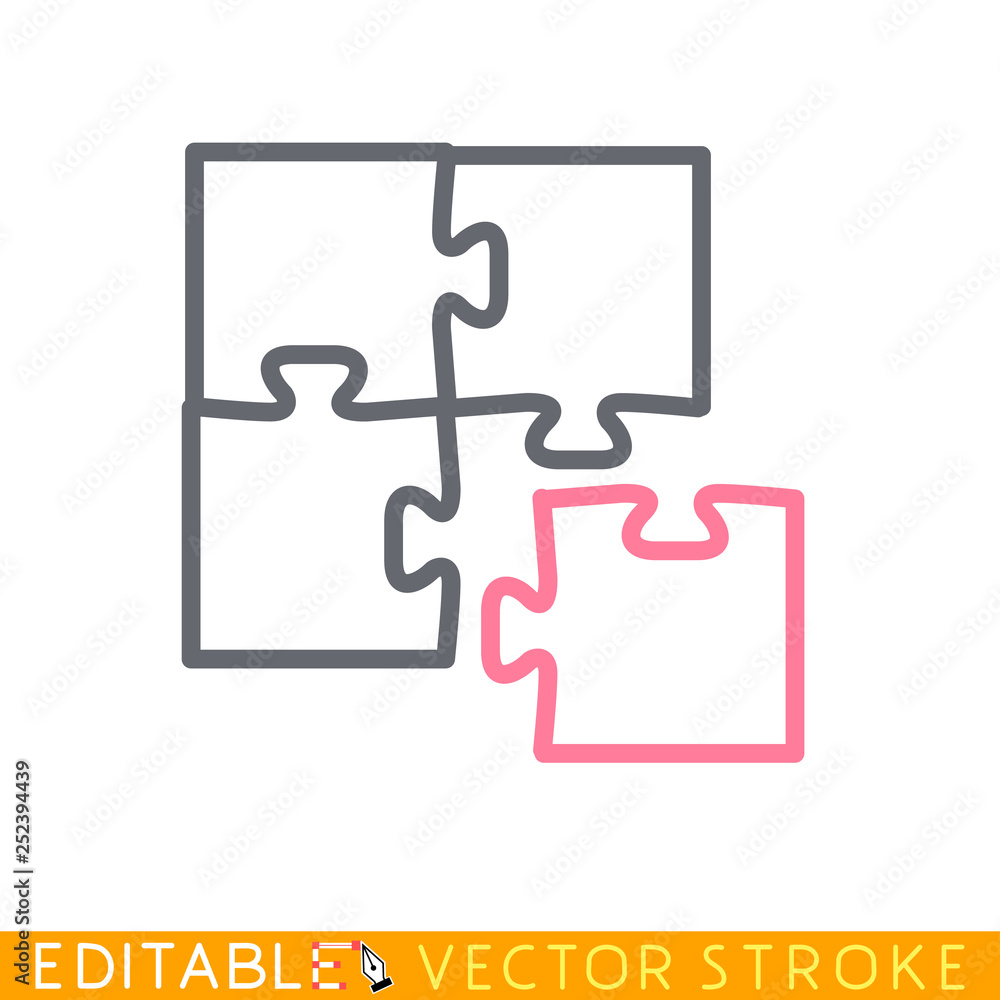 Four puzzle icon. Separate part. White background. Easy changing vector ...
