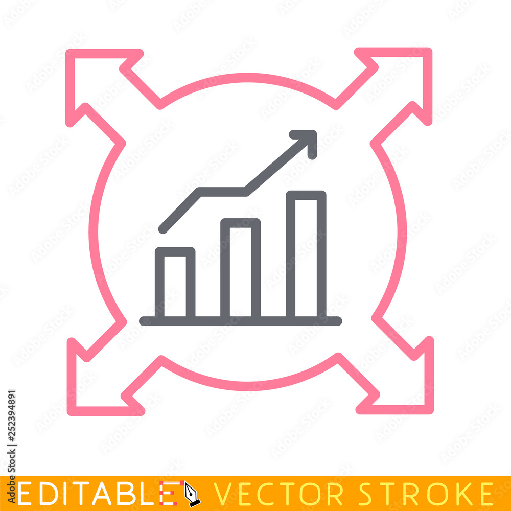 Spread growing chart icon. White background. Easy changing vector with ...