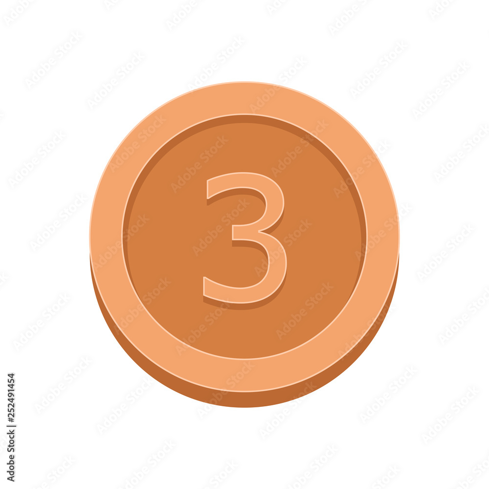 Bronze medal for third, 3rd place. Trophy, winner award isolated on ...