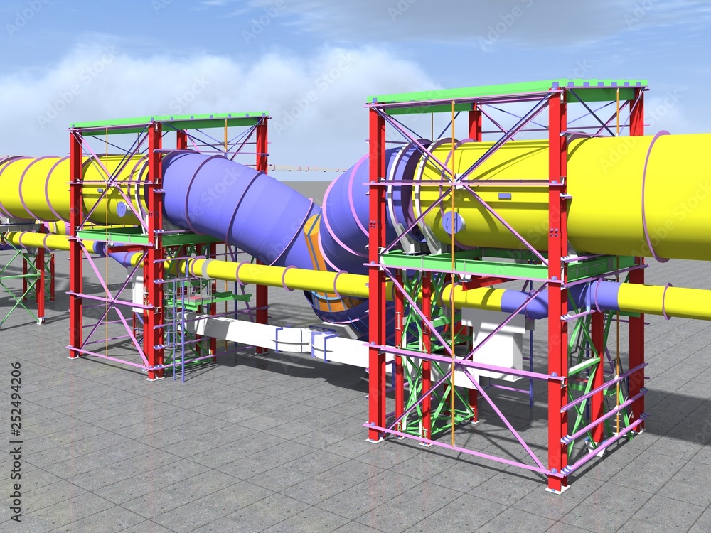 Building Information Model of metal structures of the gas pipeline. 3D ...