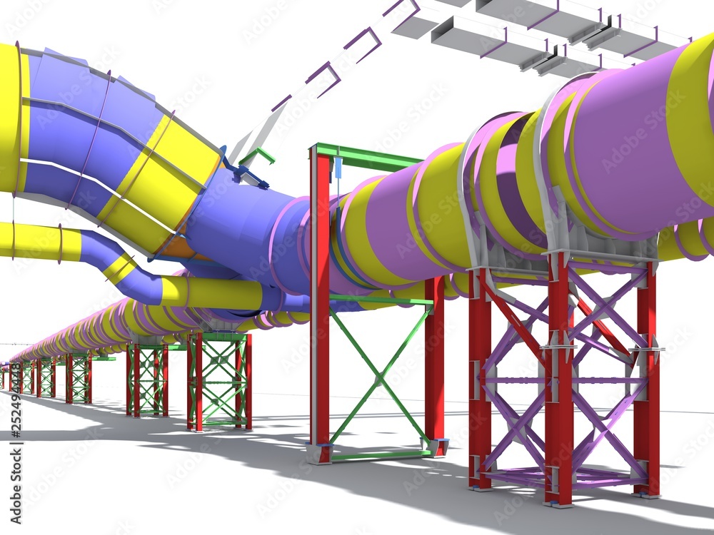 Building Information Model of metal structures of the gas pipeline. 3D ...