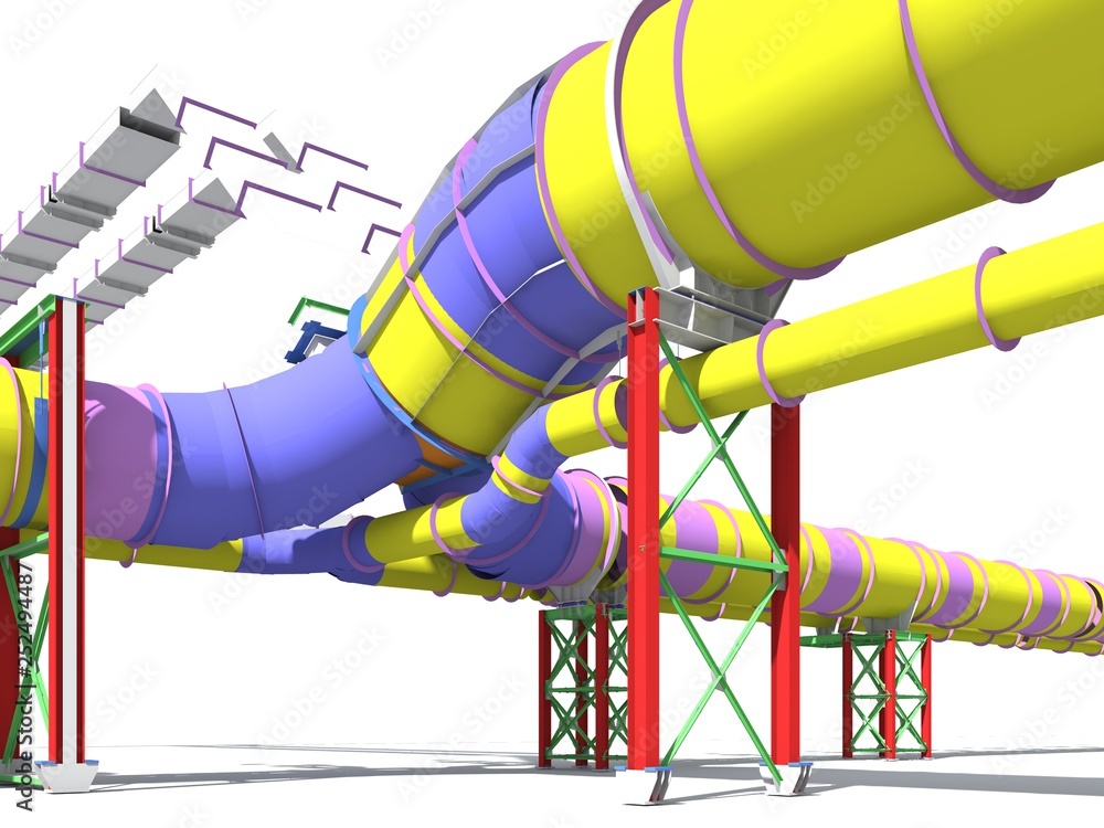 Building Information Model of metal structures of the gas pipeline. 3D ...