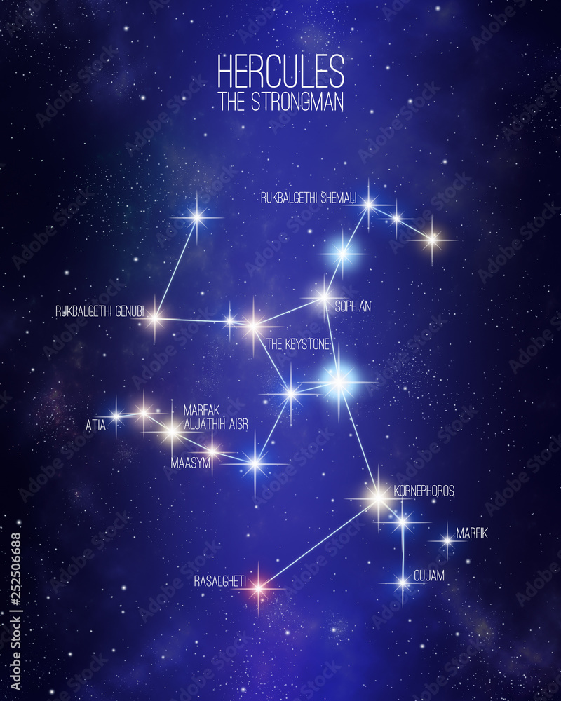 Hercules the strongman constellation on a starry space background with ...