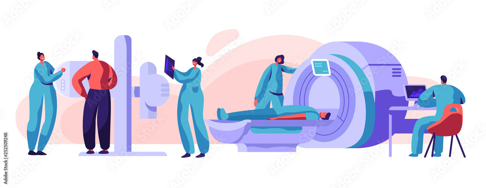 Man Patient Check Xray Mri Health Concept. Medical Radiology Screen ...