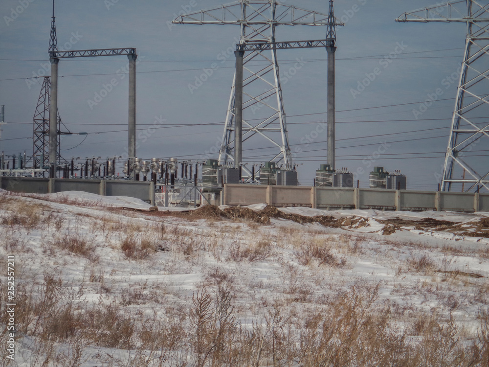 Outdoor Electrical Substation High Voltage. Transformer substation high ...