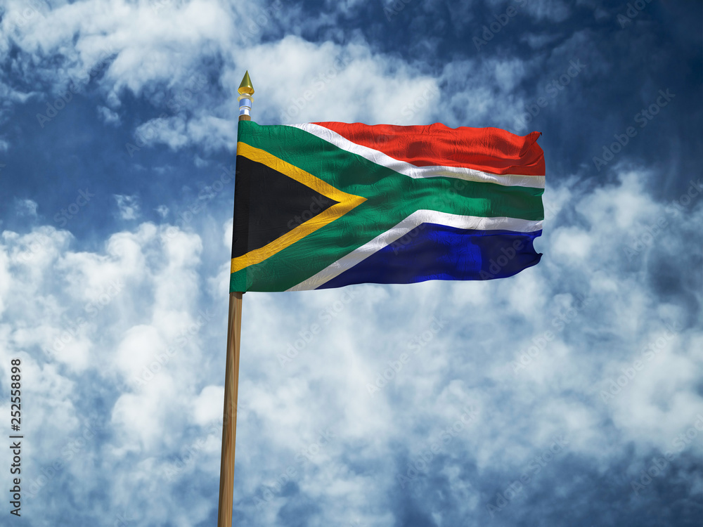 South Africa flag Silk waving flag of RSA made transparent fabric with ...