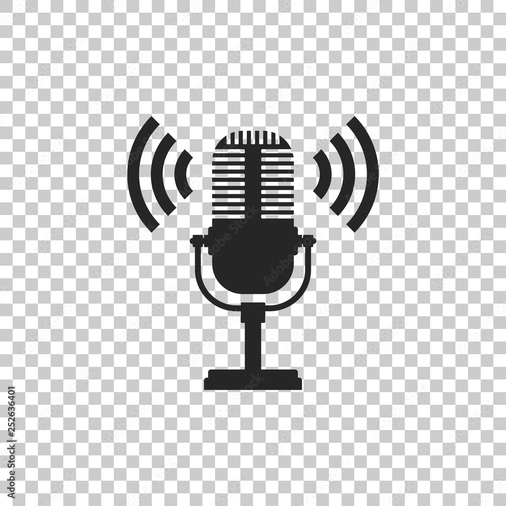 Microphone icon isolated on transparent background. On air radio mic ...