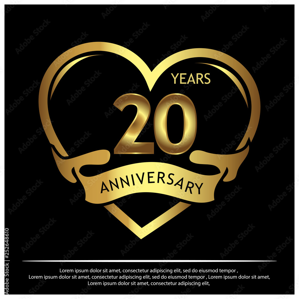 20 years anniversary golden. anniversary template design for web, game ...