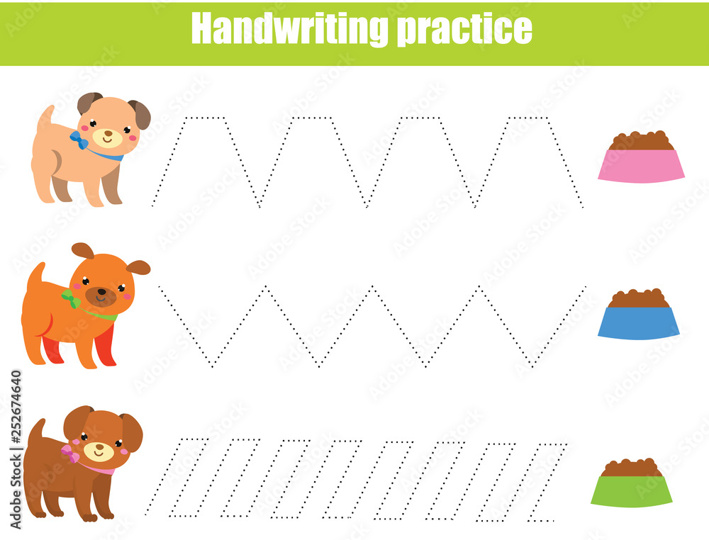 Handwriting practice sheet. Educational children game. Printable ...