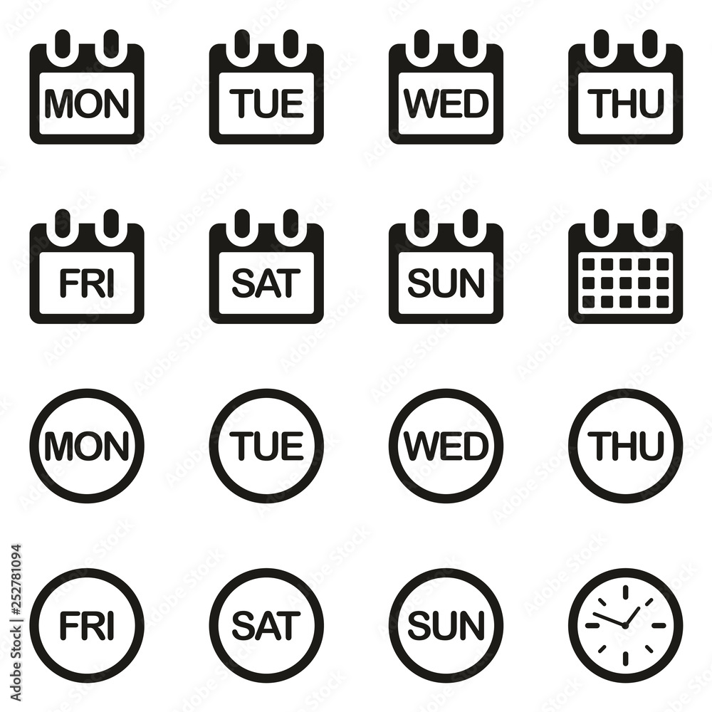 Days of the Week Icons Stock Vector | Adobe Stock